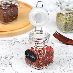 Homelike Style Glass Jars with Airtight Lids, 3.4 oz Small Spice Jars, 12 Pack Empty Mini Glass Bottles with Silicone Gasket, Herb Containers with Chalkboard Labels and Marker for Kitchen