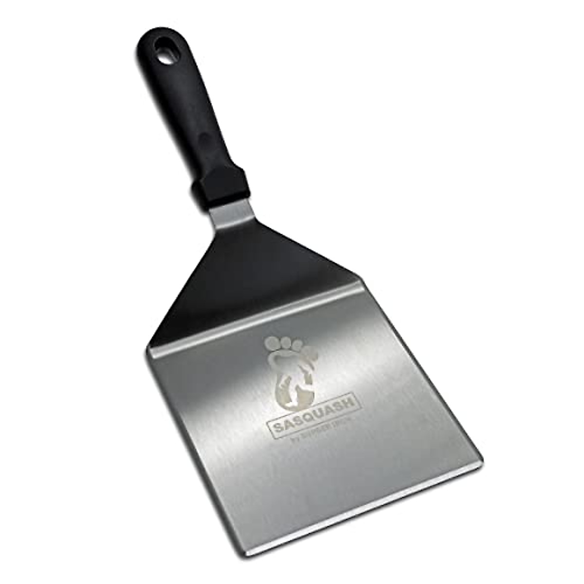 The Sasquash Spatula - Commercial Grade 5.5" Extra Wide Smashed Burger Turner - Heavy Duty One Pound Stainless Steel Griddle and Grill Tool