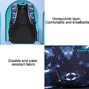 JiaYou Space Pattern Galaxy Backpack Boys Primary Junior Middle School Daypack Men High Middle School Laptop Bag(Star-Blue,3Pcs Backpack Set)