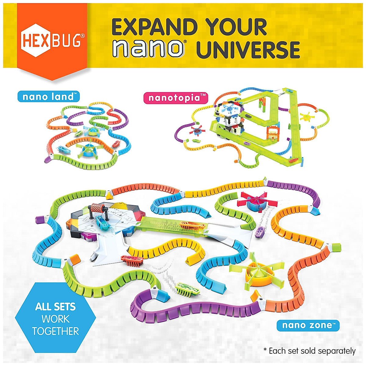 HEXBUG Nano Zone, Sensory Toys for Kids & Cats with Over 60 Pieces & 5 Nano Bugs, STEM Kits & Mini Robot Toy for Kids Ages 3 & Up, Batteries Included