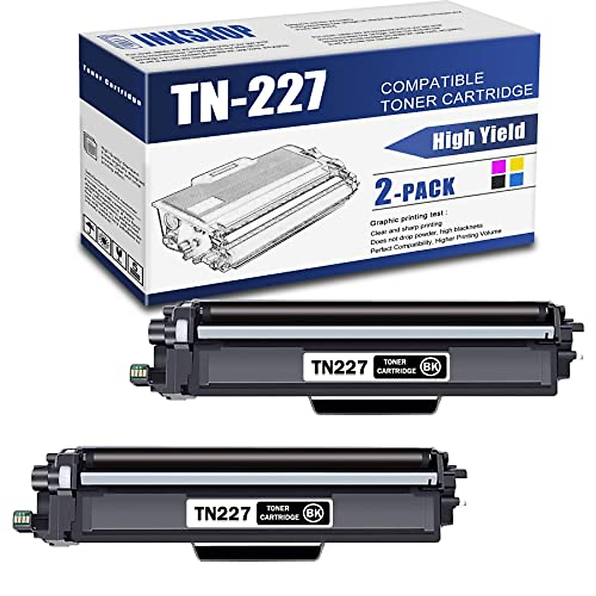 TN227 Compatible TN-227 Black High Yield Toner Cartridge Replacement for Brother TN-227 MFC-L3770CDW MFC-L3710CW HL-3210CW DCP-L3510CDW Toner.(2 Pack)