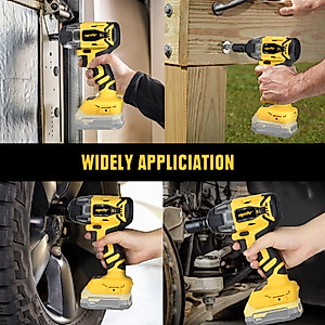 WITLIGHT Cordless Impact Wrench, Compatible w/ 20V Max Battery (NOT Included), Mellif 1/2" High Torque (258Ft.lbs/350N.m) Brushless Impact Driver 3 Speeds & Memory Mode & LED light, Yellow