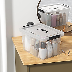 Ziglous 10 Quart Clear Plastic Storage Boxes with Handle, 4-Pack Clear Plastic Storage Bins with Lids