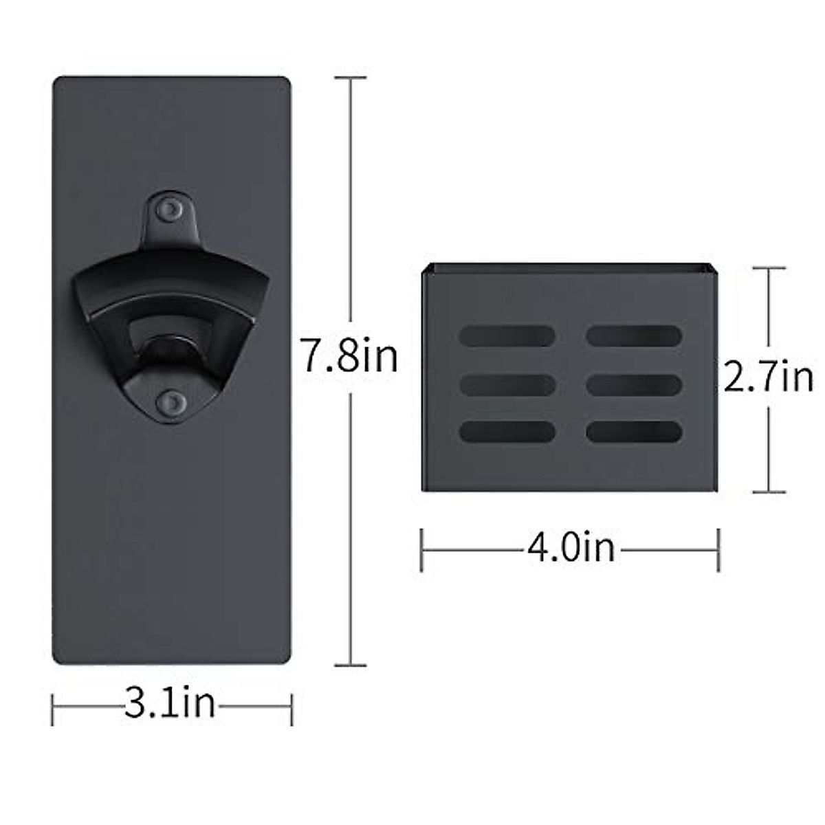 weallbuy Magnetic Bottle Opener with Cap Catcher,Removable Wall Mounted Beer Bottle Opener for Kitchen Fridge,Beer Gifts for Men (black)