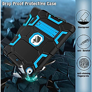 CCMAO Case for iPad 6th/5th Generation(9.7-inch, 2018/2017), iPad Pro 9.7 Inch Case 2016, iPad Air 2nd/1st Case with Kickstand, Hybrid Shockproof Protective Case for Kids Boys, Black+Sky Blue