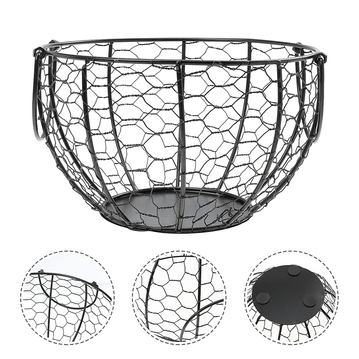 Yardwe Wire Egg Basket with Handles Metal Egg Storage Basket Chicken Eggs Holder Organizer Food Storage Container Case for Kitchen