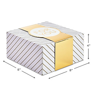 Hallmark 8" Medium Gift Box Set with Wrap Bands (2-Pack: Gold and White Stripes, For You) for Christmas, Hanukkah, Weddings, Valentine's Day, Birthdays