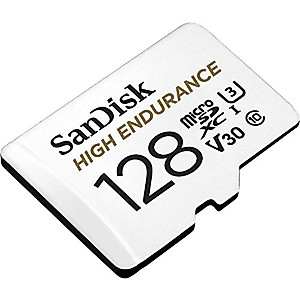 SanDisk 128GB High Endurance Video MicroSDXC Card with Adapter for Dash Cam and Home Monitoring systems - C10, U3, V30, 4K UHD, Micro SD Card - SDSQQNR-128G-GN6IA