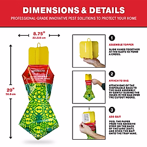 Catchmaster Japanese Beetle Traps Outdoor 6PK, Flying Insect Trap Bag with Dual Pheromone Food Lure, Hanging Bug Catcher for Backyard & Garden, Pest Control for Plants, Trees, Vegetables & Flowers