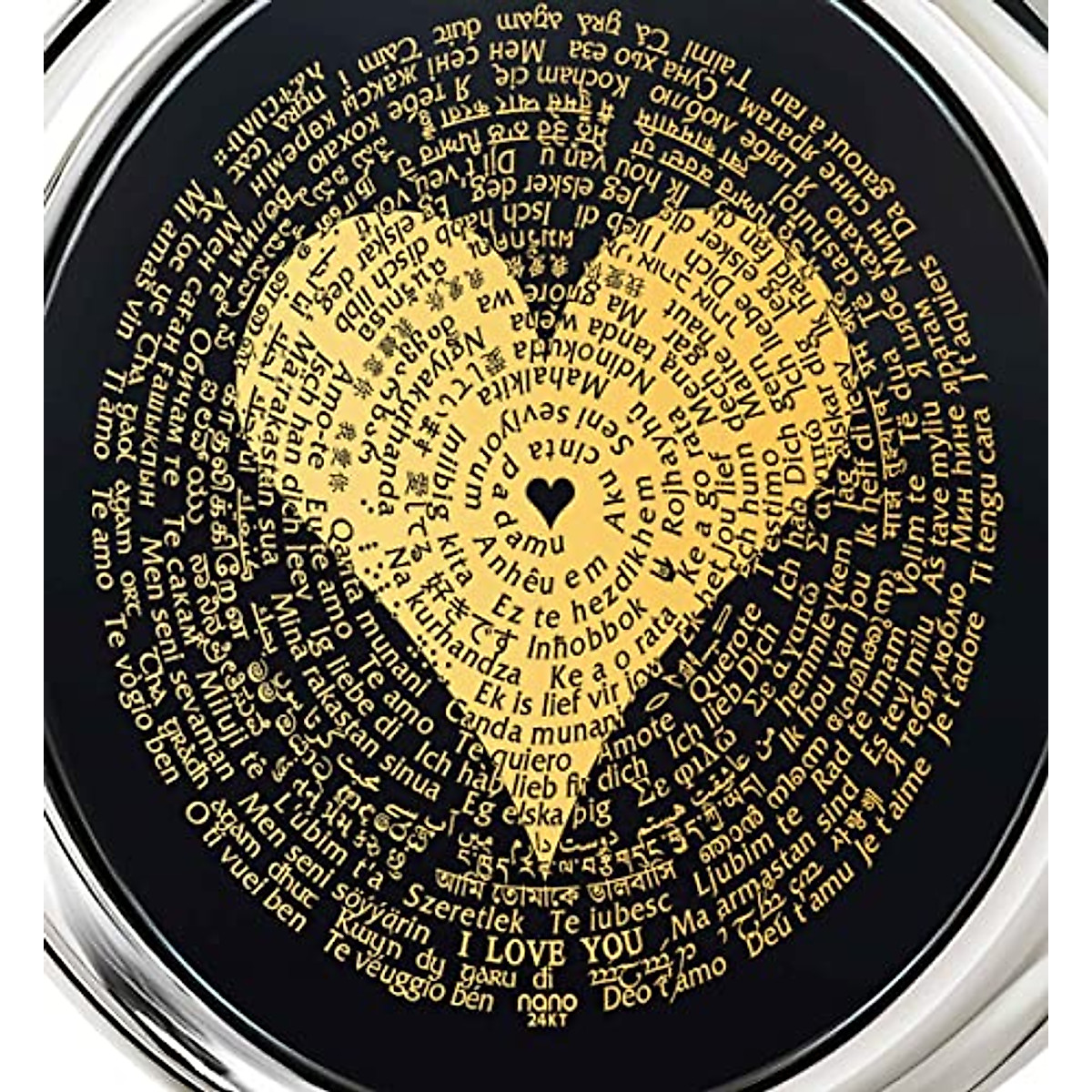 NanoStyle I Love You Necklace Romantic Pendant for Her - 925 Sterling Silver Onyx Wedding Anniversary for Wife Inscribed in 120 Languages in Pure Gold - Meaningful Birthday Gift Present, 18" Chain