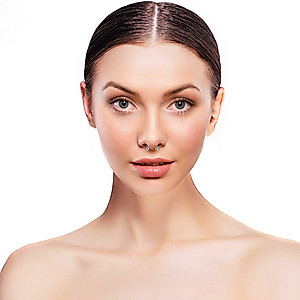 ORAZIO Septum Jewelry, 24-48Pcs 16G Surgical Steel Nose Piercing, Rose Gold Black Horseshoe Ring, Unisex Lip Eyebrow Daith Helix Piercing Ring, 8mm 10mm