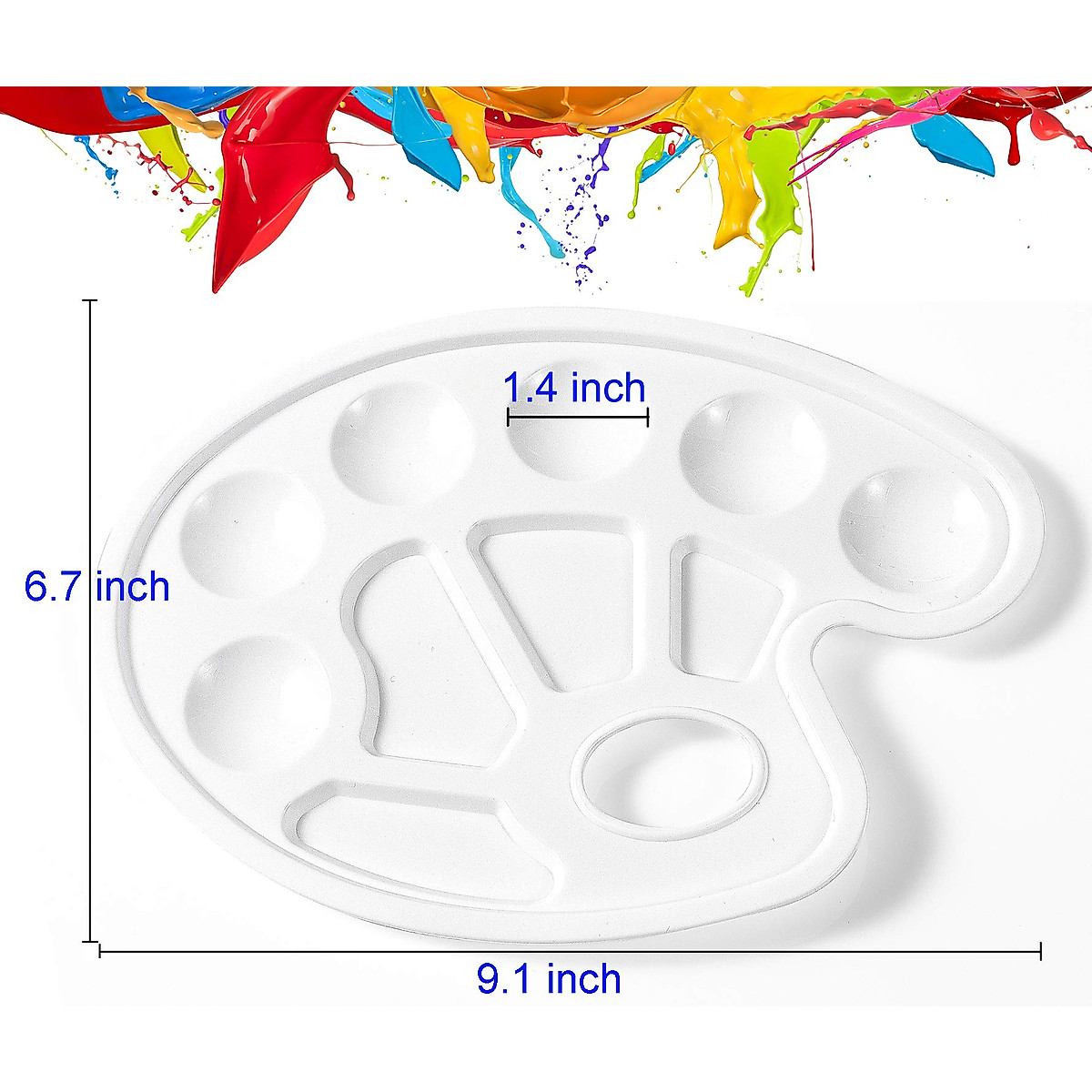 BOOMIBOO Paint Tray Palettes Plastic Pallets with Thumb Hole for Kids,Adults,Students to Acrylic Oil Watercolor Craft Supplies DIY Art Painting,3 pcs