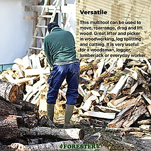 FORESTER Hookaroon Pickaroon Logging Tool - 28 Inch USA Hickory Handle Forged Steel Forestry Tools Log Hook for Lifting Wood Firewood Kindling Splitter Lifting Tools Logging Equipment Fire Wood Tools