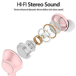 YHT Earbuds Wireless Bluetooth 5.3 Ear Buds 4-Mics Clear Calls ENC Noise Cancelling Earphones 30H Playtime Deep Bass Ear Buds Waterproof Sports Earbud & in-Ear Headphones for iPhone Android (Pink)