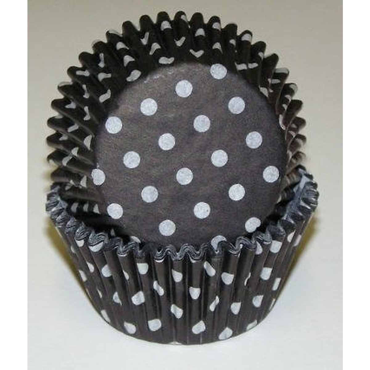 Black and White Polka Dot Cupcake Liners - Baking Cups -50pack with Edible Sparkle Flakes