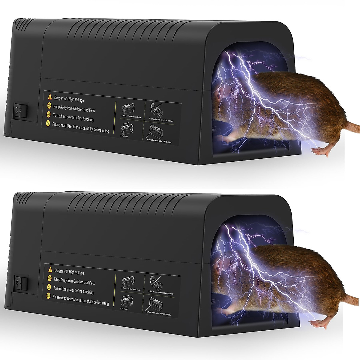 Electric Mouse Killer Mice Trap Mice Zapper Effectively Kill Mouse for Bedroom Kitchen Indoor 2 Packs