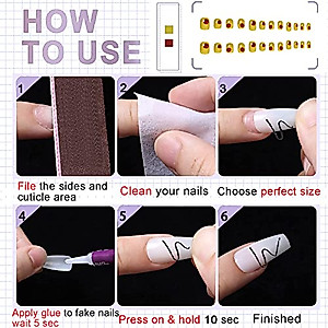Ezpieces Press on Nails with Design, Fake Nails with Glue Short Coffin, Acrylic Artificial Nails False Nails Simple Dots French Tip for Women Daily Life Holiday (Waltz of Love)