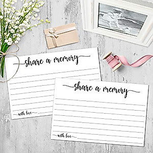 321Done Share a Memory Card (50 Cards) 4x6 - for Celebration of Life Birthday Anniversary Memorial Funeral Graduation Bridal Shower Game - Made in USA - White