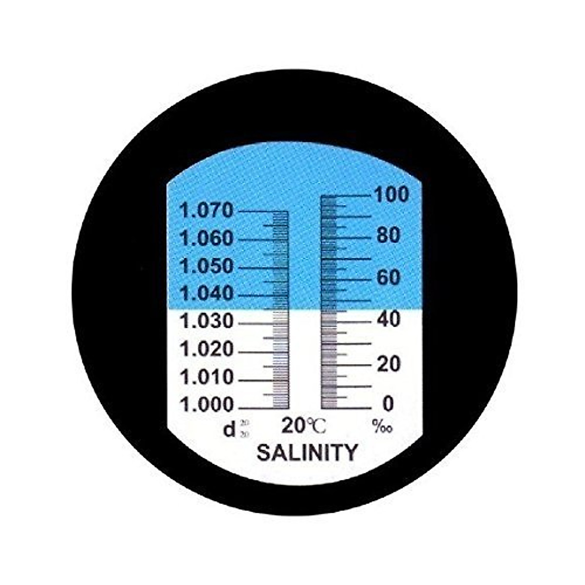 Salinity Refractometer for Seawater and Marine Fishkeeping Aquarium 0-100 PPT - Dual Scale (1.0 to 1.070 S.G.) - Automatic Temperature Compensation
