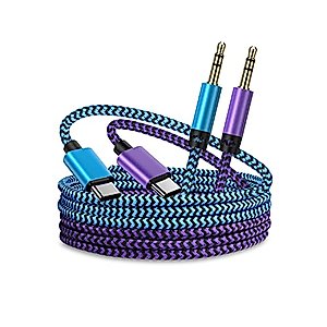 2* 3FT Aux Cord, USB C to 3.5mm Audio Cable Ox Chord USBC Male Headphone Cord Auxiliary Stereo Jack Cables for Car, Speaker, Google Pixel 7 Pro 6 6a 5 5a 4, Samsung Galaxy S22 Ultra S21 Type C Adapter