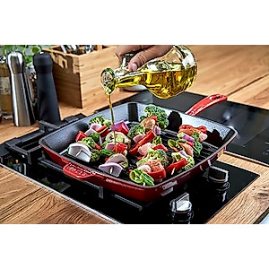 Staub American Grill Pan Cast Iron Suitable for Induction Cookers 26 cm Cherry Red