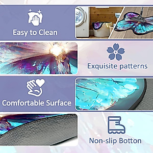 Lacut Butterfly Area Rugs, 60"x 40" Non-Slip Rug for Girls Bedroom, Blue Butterfly Carpet Floor Mat for Play Room Game Area Dorm Entryway Home Decor (Butterfly 3, 60" x 40")