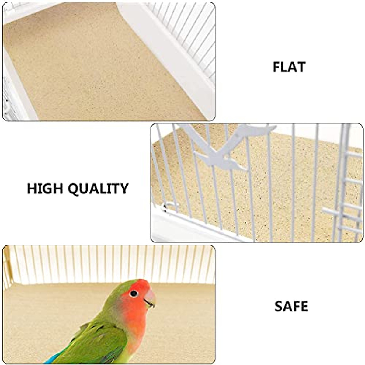 NUOBESTY 10 Sheets Bird Cage Gravel Paper Parrot Cage Sandpapers Cushion Pad Pet Animal Bedding Accessories for Parakeets Cockatiels Conures Claw Grinding Random Color |16.92x11.02 inch