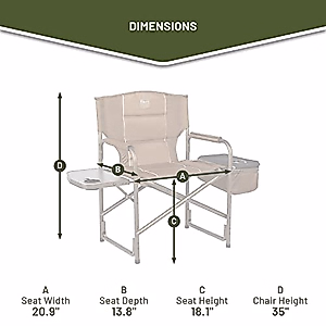 TIMBER RIDGE Lightweight Camping, Portable Laurel Director's Side Table, Cooler Bag & Mesh Pocket Compact Outdoor Folding Lawn Chair, Supports 300lbs, Earth Brown