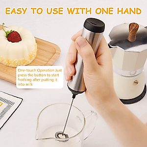 Electric Milk Frother, Handheld with Stainless Steel Stand USB-charging Foam Maker, DOUBLE WHISK Mini Blender and Electric Mixer Coffee Frother for Frappe, Latte, Matcha（USB-charging）