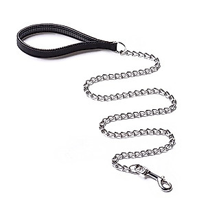 CtopoGo Heavy Duty Dog Leash,Metal Dog Leash Dog Chain with Padded Handle for Large & Medium Size Dogs (4 ft. x 3.0 mm (0-80 lbs.))
