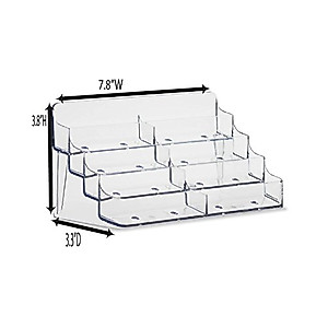 SOURCEONE.ORG 8 Pocket Desktop Clear Acrylic Business Card Holder
