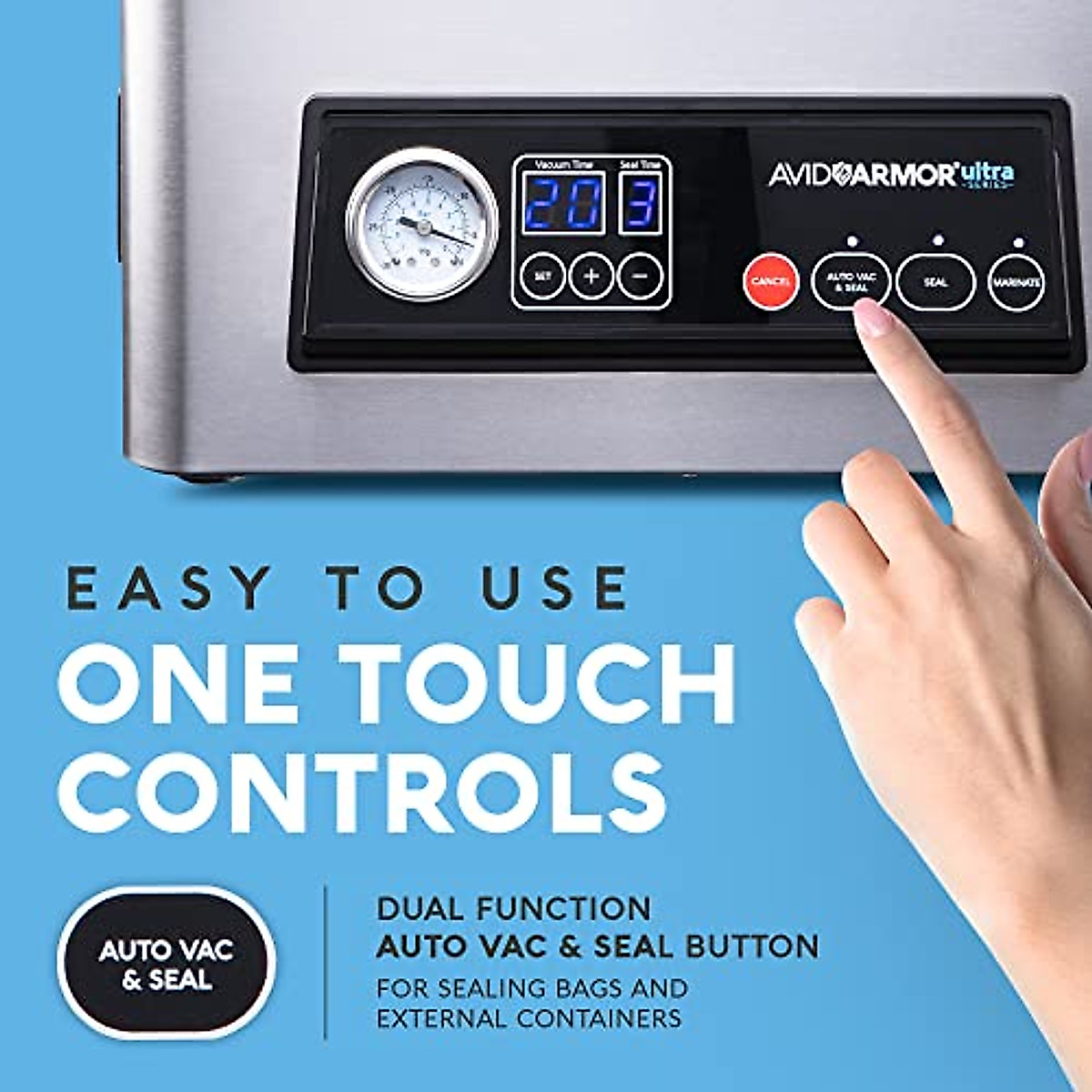 Avid Armor - Chamber Vacuum Sealer Machine USV20 Ultra Series, Vacuum Food Sealer for Wet Foods, Meat Sealers Vacuum Packing Machine, Compact Vacuum Chamber Sealer with 11.5-Inch Vaccum Sealer Bar