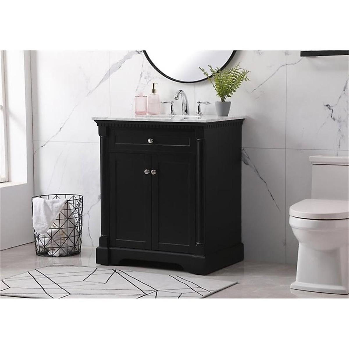 Elegant Decor Indoor Modern Under Sink Bathroom Fixtures Storage Organizer Cabinet 36 inch Single Bathroom Vanity - Teak