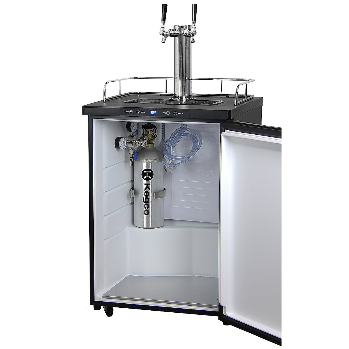 Kegco K309X-2 Keg Dispenser, 2 Faucet, Black Stainless Steel