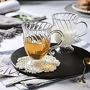 FERMID Glass Coffee Mugs for Hot Drinks with Handle Mugs Set of 4PCS 10oz/300ml Vintage Glass Tea Cups Heat Resistant Cold Crystal Clear Mugs for Latte Cappuccino Espresso glasses