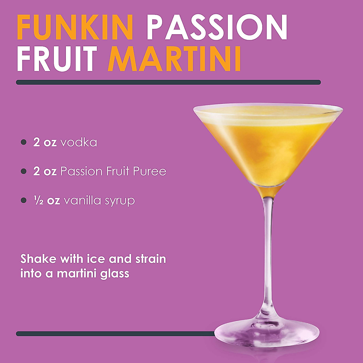 Funkin Passion Fruit Puree | Real Fruit, Two Ingredient, Natural Mixer for Cocktails, Drinks, Smoothies | Vegan, Non-GMO, Gluten-Free (2.2 lbs)