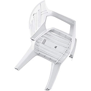 Global Industrial Outdoor Stacking Chair, Resin, White, Lot of 4
