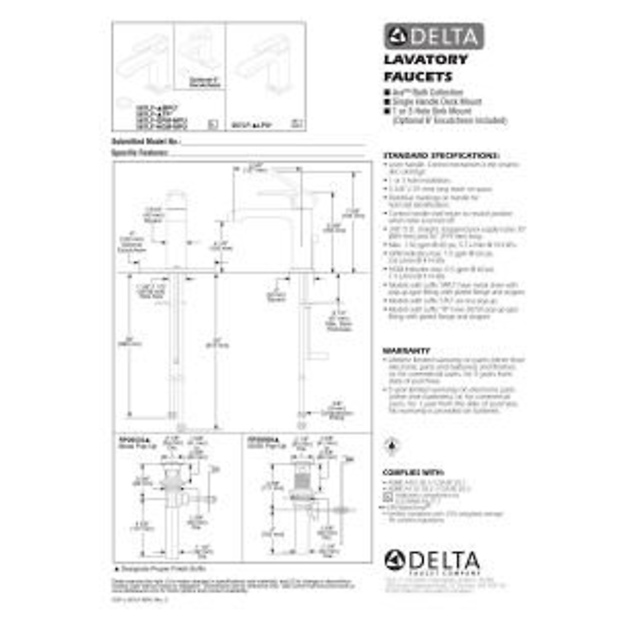 DELTA FAUCET 567LF-GPM-MPU Delta Bath Faucets and Accessories, 1.0 GPM Water Flow, Chrome
