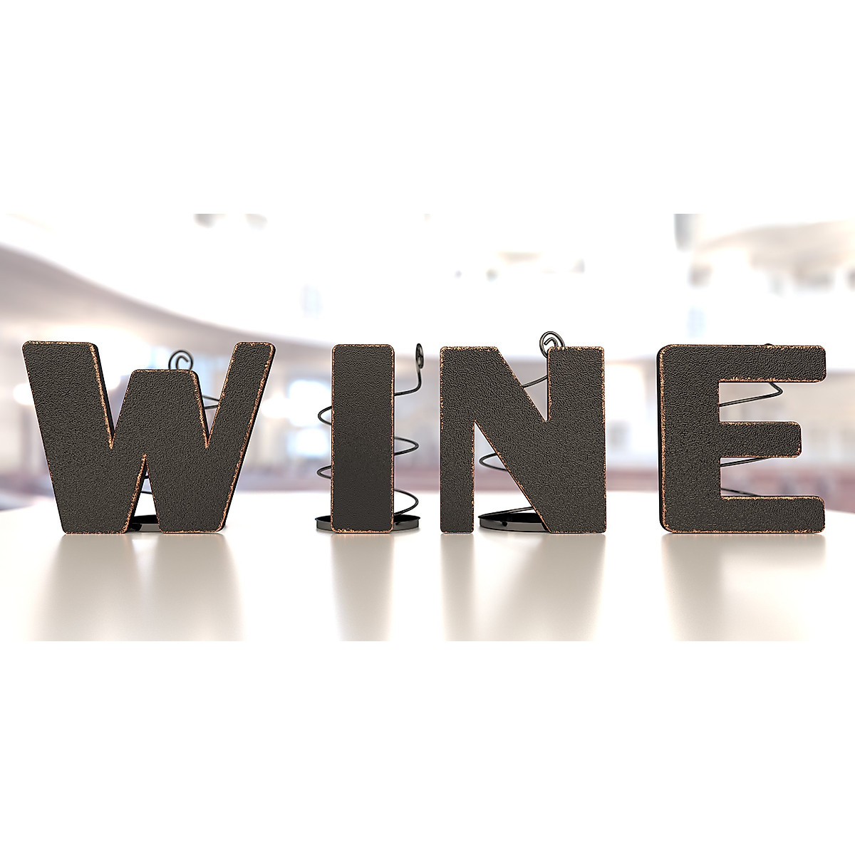 Wine Decor - Metal Wine Bottle Holder - All 4 Letters Wine - Decorative Wine Bottle Holders - Gifts for Wine Lovers - Winery Decor by HouseVines