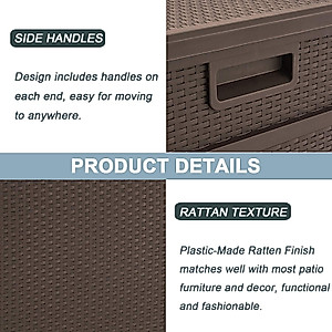 YIGUO Deck Box Outdoor Resin Patio Storage Container 120 Gallon,Easy Placement Large Storage Box Garden Backyard Patio Furniture,Brown