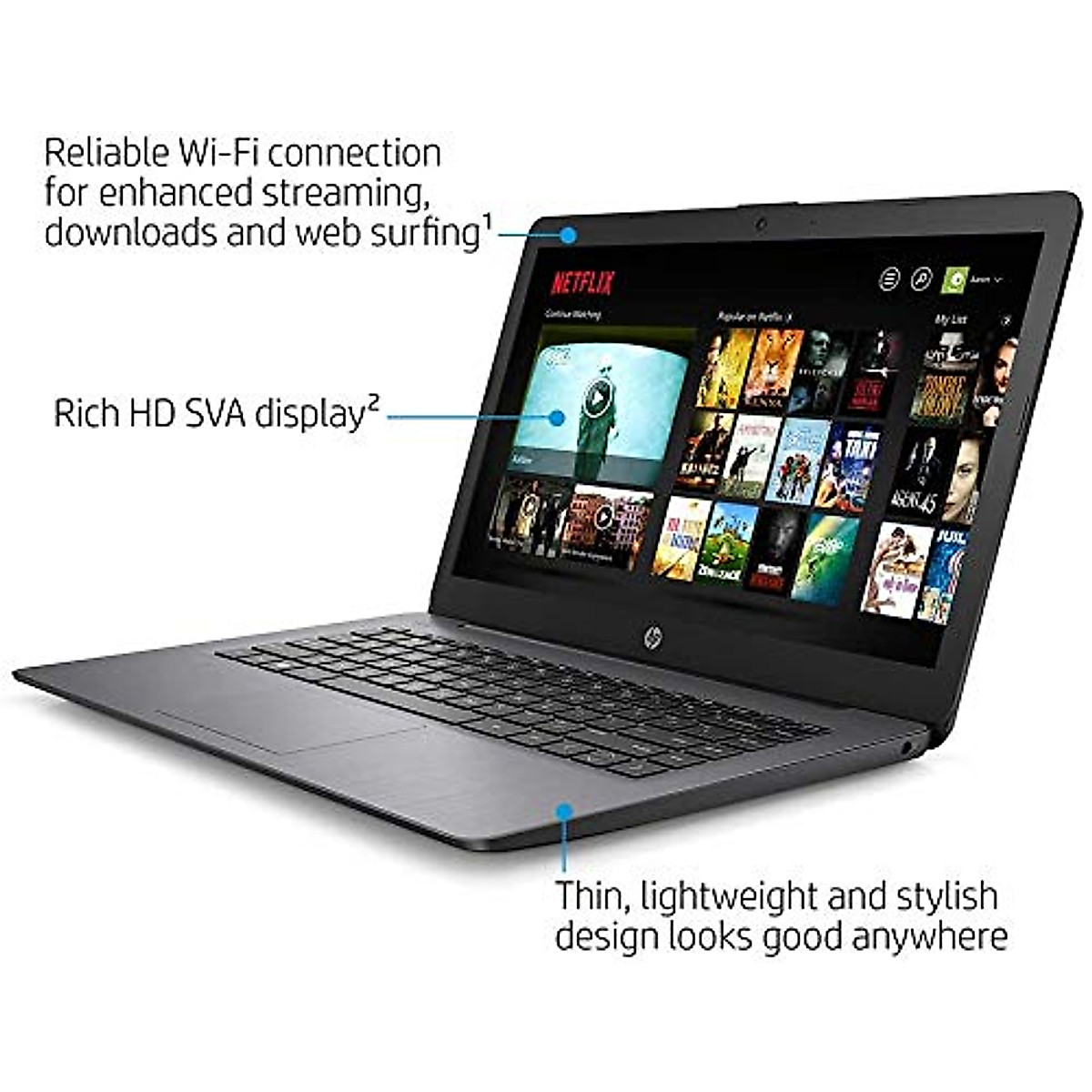 Newest HP Stream 14" HD SVA Laptop Computer, Intel Celeron N4000 Processor, 4GB RAM, 64GB eMMC Flash Memory, 1-Year Office 365, HDMI, Bluetooth, Windows 10, Black, AllyFlex MP, Online Class Ready