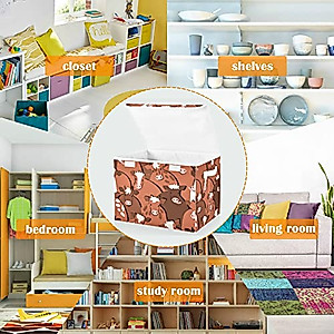 CaTaKu Cartoon Cow Animals Storage Bins with Lids and Handles, Fabric Large Storage Container Cube Basket with Lid Decorative Storage Boxes for Organizing Clothes