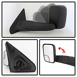 ACANII - Telescoping Towing Extend FlipUp MANUAL Non Heat Mirrors Left+Right For 02-08 Dodge RAM 1500/03-09 2500 3500