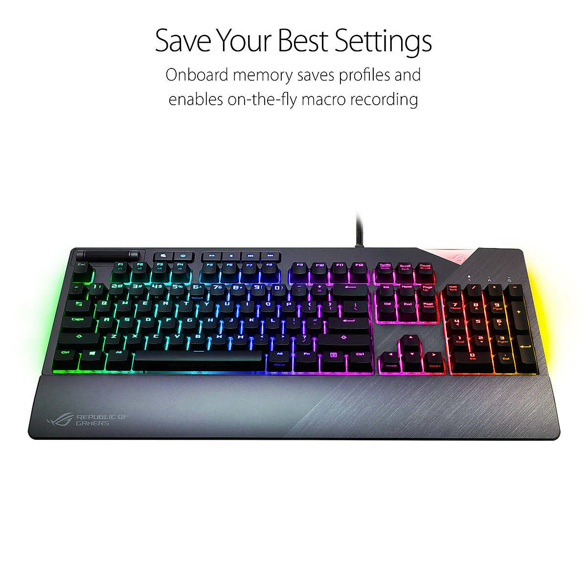 ASUS ROG Strix Flare (Cherry MX Brown) Aura Sync RGB Mechanical Gaming Keyboard with Switches, Customizable Badge, USB Pass Through and Media Controls (Renewed)