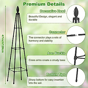 2 Packs Garden Trellis for Climbing Plants Outdoor, deaunbr Plant Support Tower Obelisk Trellis Garden Trellises for Vines, Flowers Stands, Indoor Potted Plants, Rose, Cucumber, Pea, Tomato, Clematis