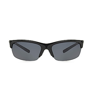 Dioptics Solar Comfort Cascade Sport Sunglasses Polarized Wrap, Black, 54 mm