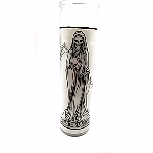 Holy Death (Santa Muerte) 7 Day White Candle -veladoras para la Santa Muerte , Santa Muerte Veladora-Santisima Muerte-7 Day Candle- devotional Candle- White Candle