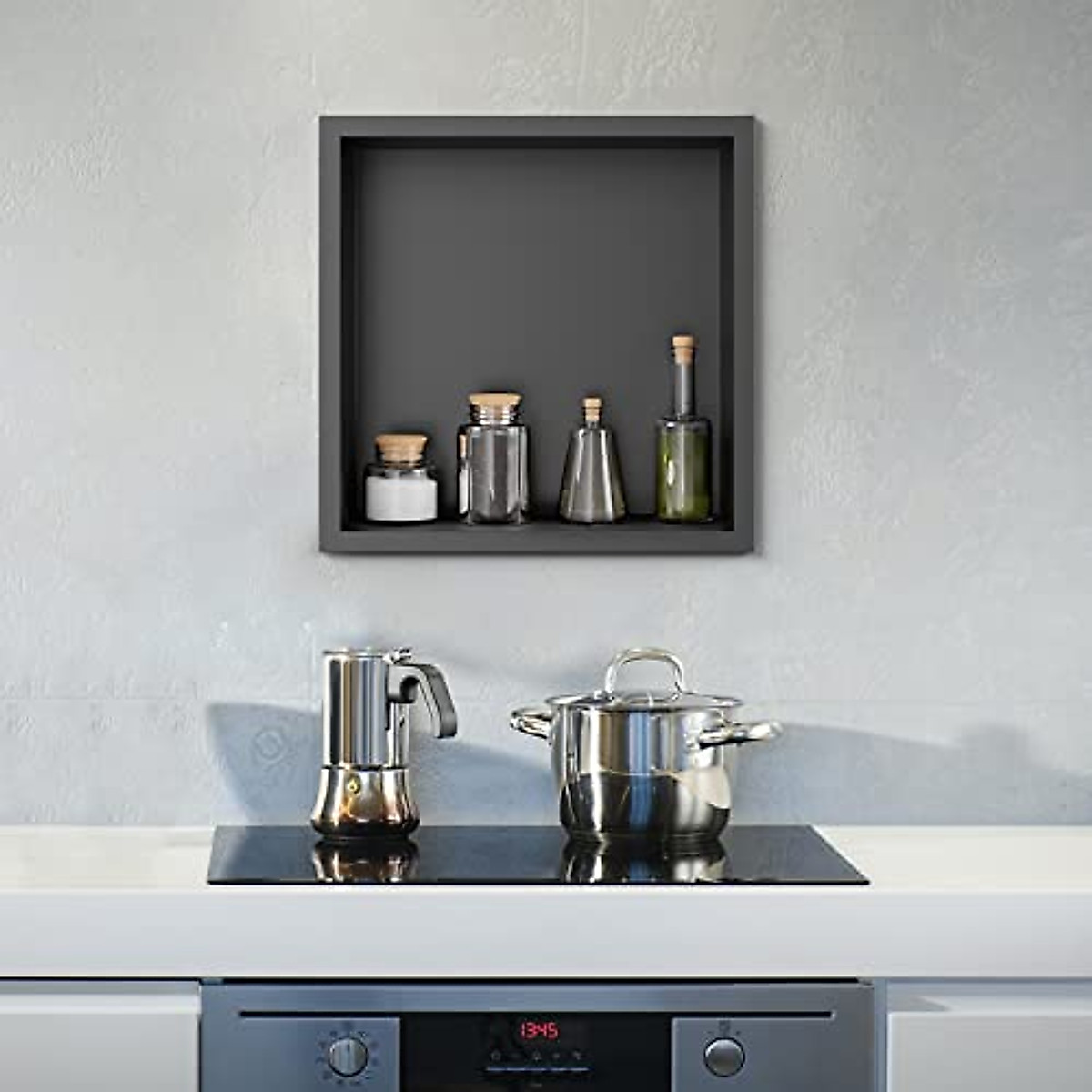 NICHEXIN Bathroom Hardware 12 Shower Niche Bathroom Shelves Shower Niche Stainless Steel Niche for Shower 12 x 12inch Tilted 91-Degree Angle Easy Cleaning(Matte Black)…