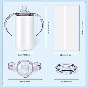 Mocaru Sublimation Sippy Cups with Handle and Lid, 12oz Sublimation Blanks Skinny Kids Tumbler with Shrink Films, Spill-Proof Stainless Steel Insulated Toddler Water Bottle Baby Straw Cups(2 Pack)