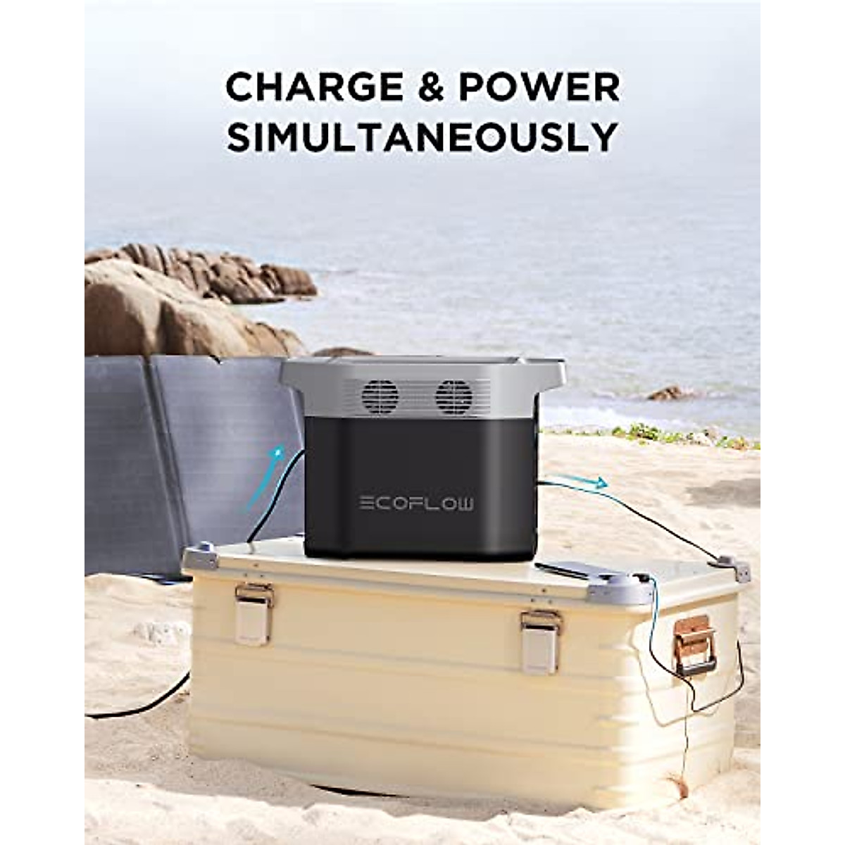 EF ECOFLOW Portable Power Station DELTA 1300, 1260Wh Solar Powered Generator with 6 x 1800W AC Outlets, Solar Generator(Solar Panel Optional) for Outdoor Camping